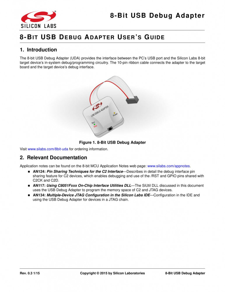 DEBUGADPTR1-USB documentation image, page 1