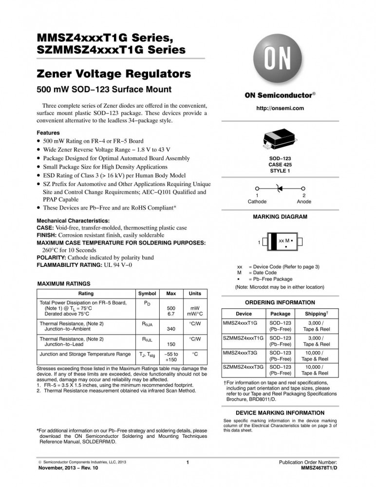 MMSZ4684T1G datasheet page 1