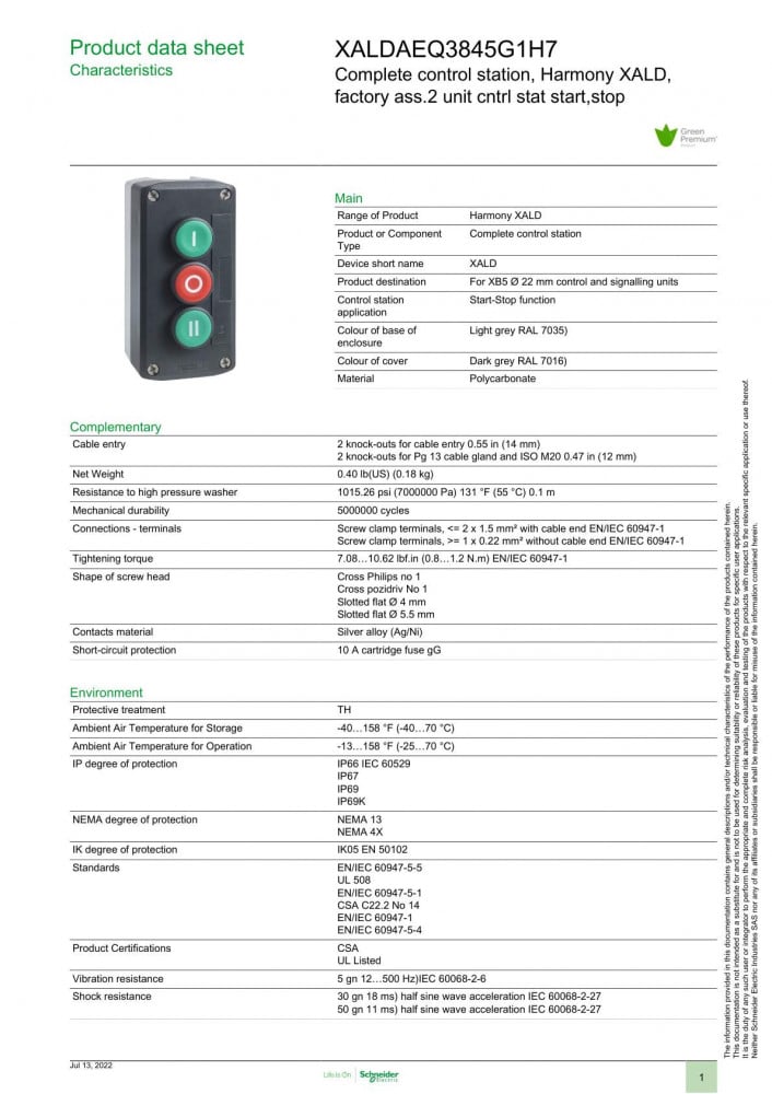 XALDAEQ3845G1H7 technical document page 1