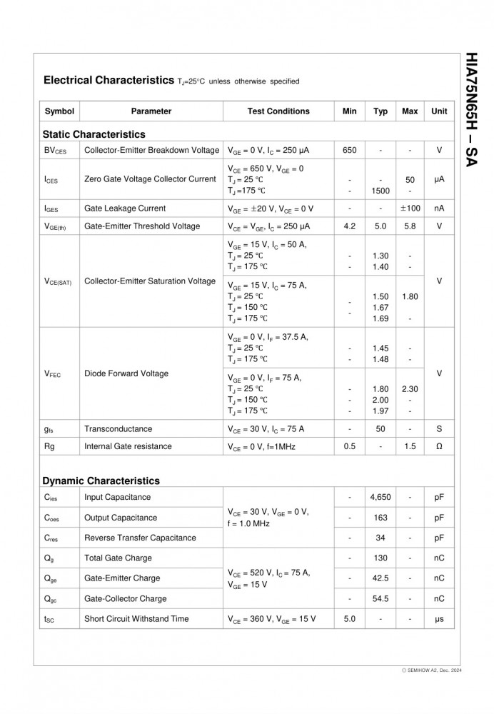 HIA75N65H-SA datasheet page 2