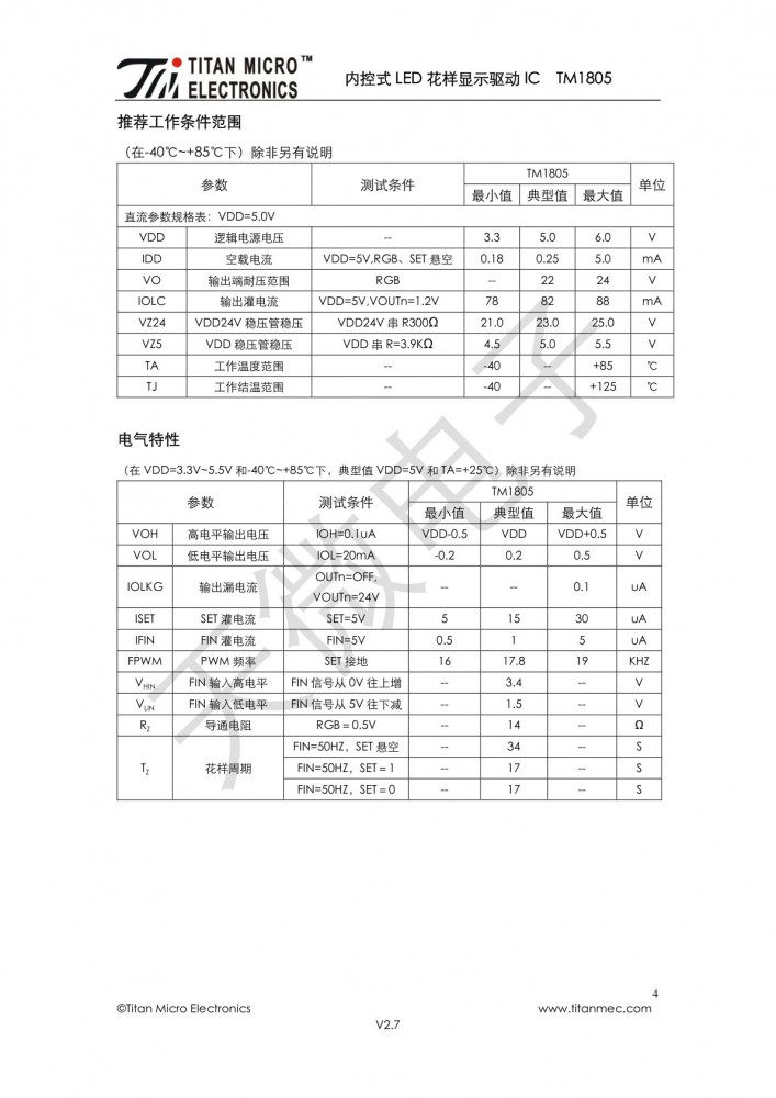 TM1805 datasheet page 4