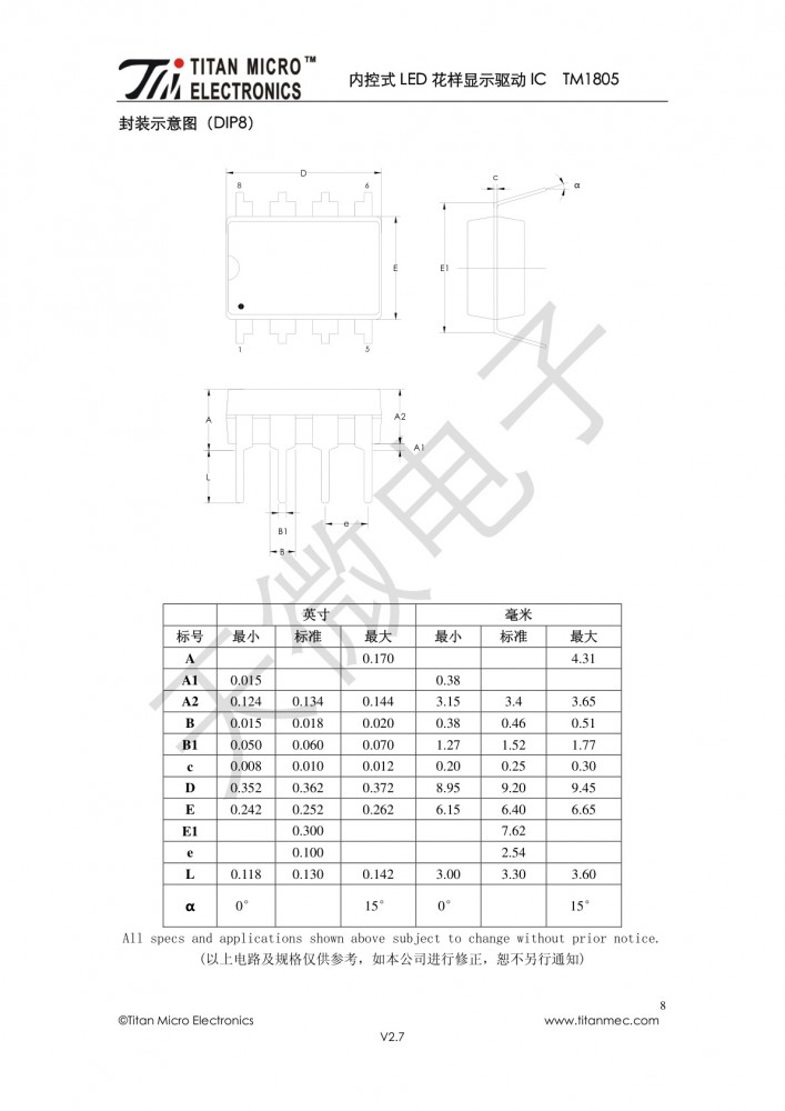 TM1805 datasheet page 8