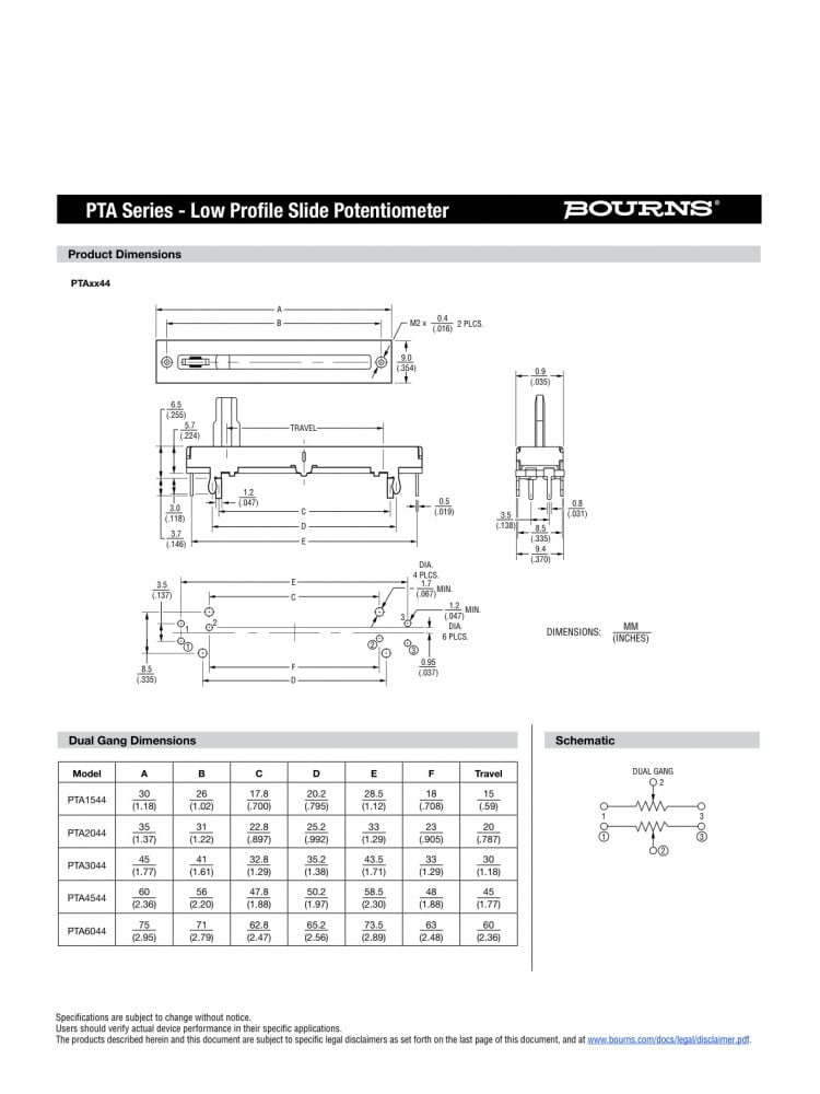 BOURNS PTA Series datasheet page 3