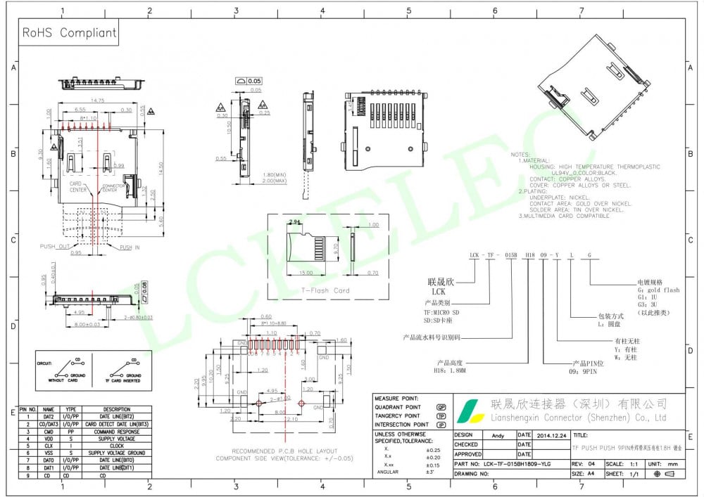 LCK-TF-015BH1809-YLG technical document page