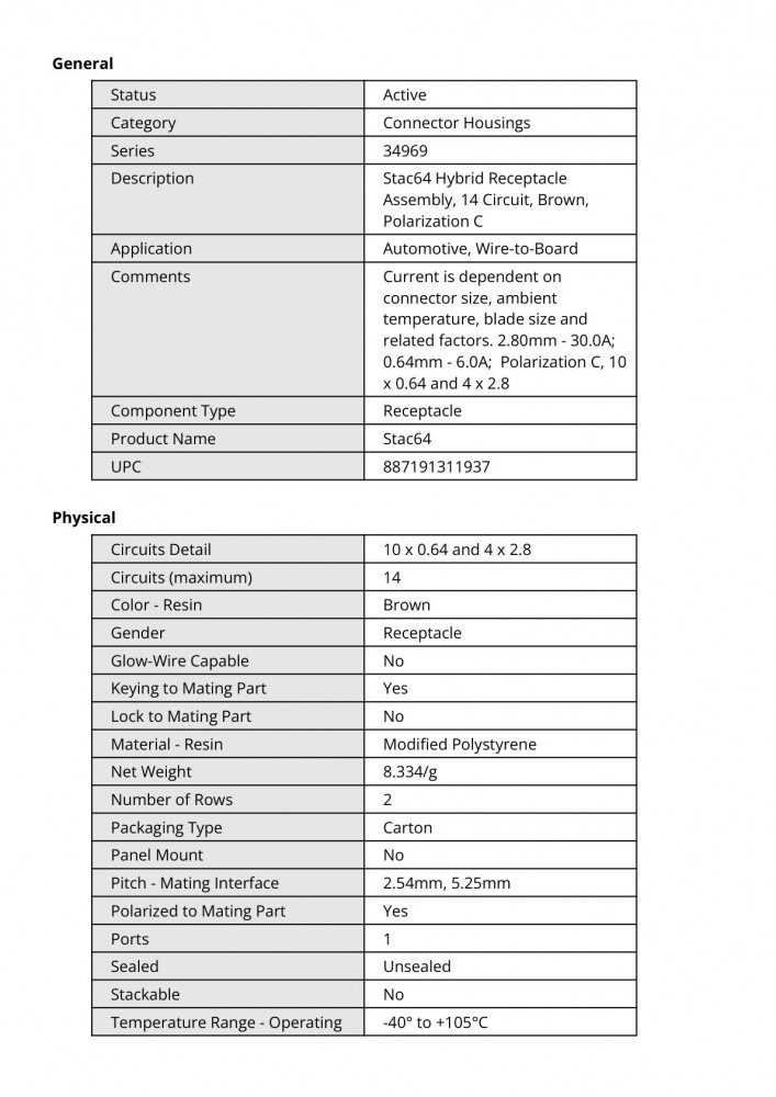 Technical document image 2 for MOLEX 349690142