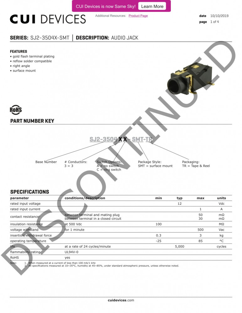 SJ2-35043A-SMT-TR datasheet page 1
