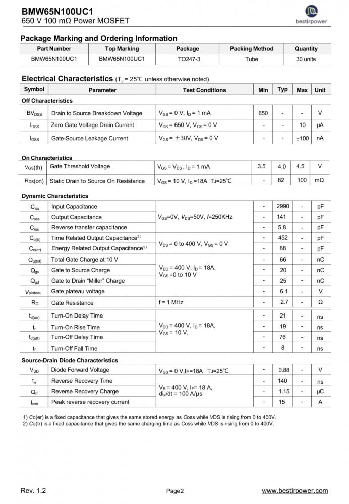 BMW65N100UC1 datasheet page 2
