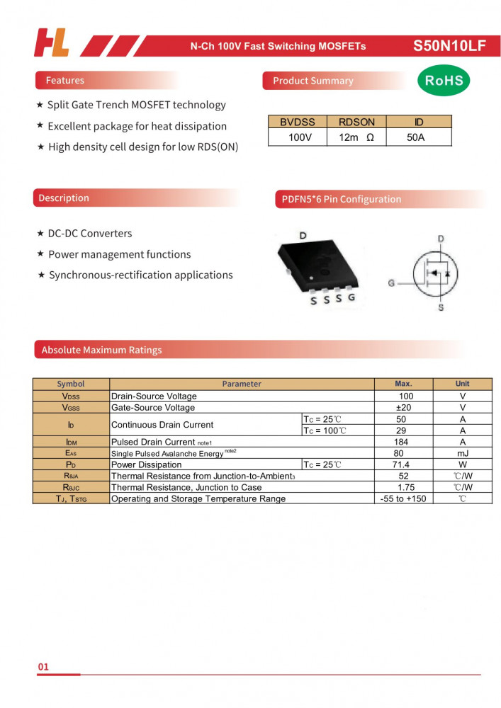 S50N10LF datasheet page 1