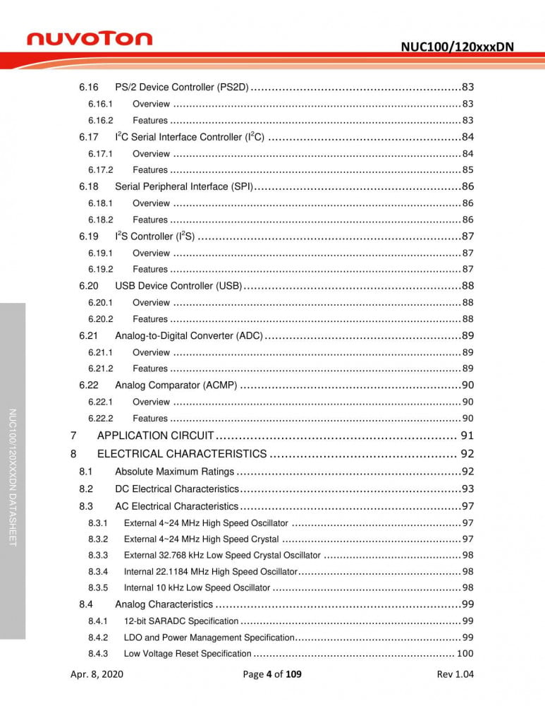 NUC100LE3DN datasheet page 4