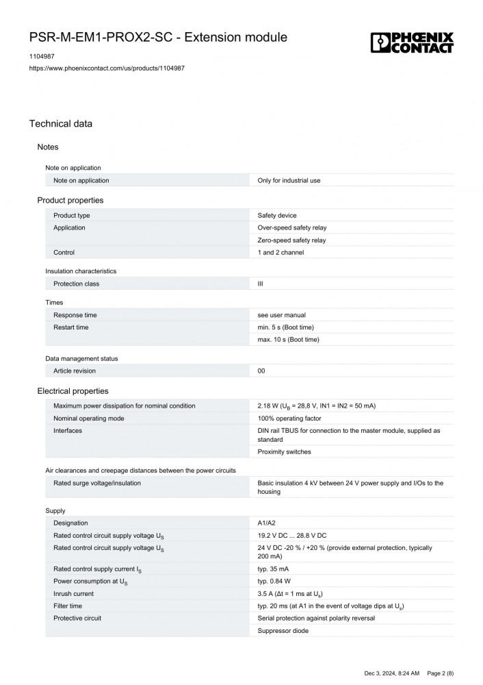 Phoenix Contact 1104987 technical document page 2