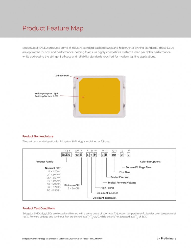 Bridgelux BXEN-40E-13H-9B-00-0-0 datasheet page 4