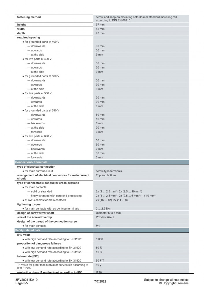 3RV20211KA10 technical document page 3