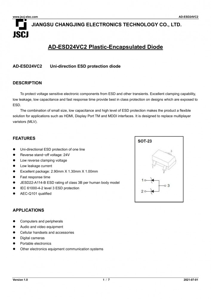 AD-ESD24VC2 datasheet page 1