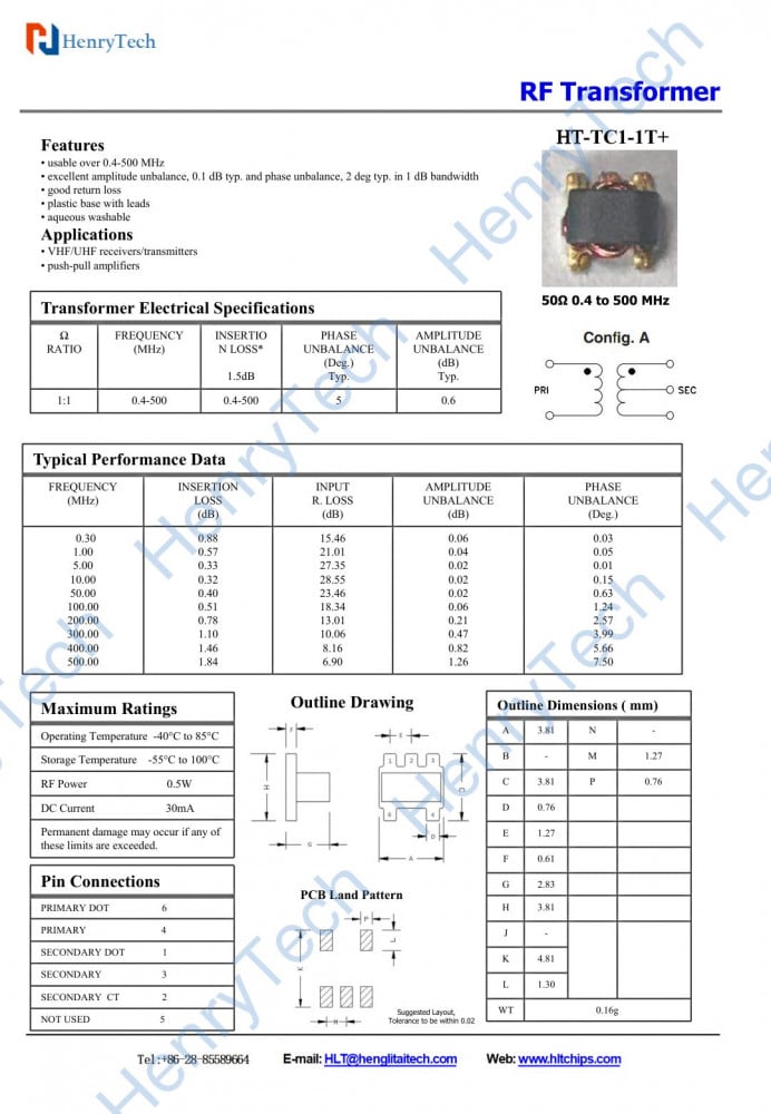 HT-TC1-1T+ technical document page