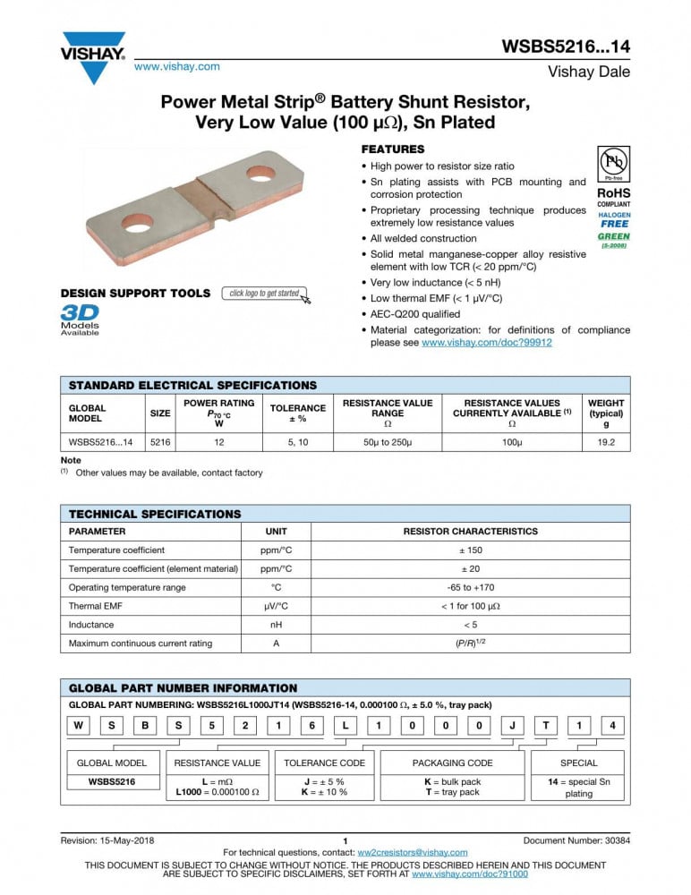 WSBS5216L1000JT14 datasheet page 1