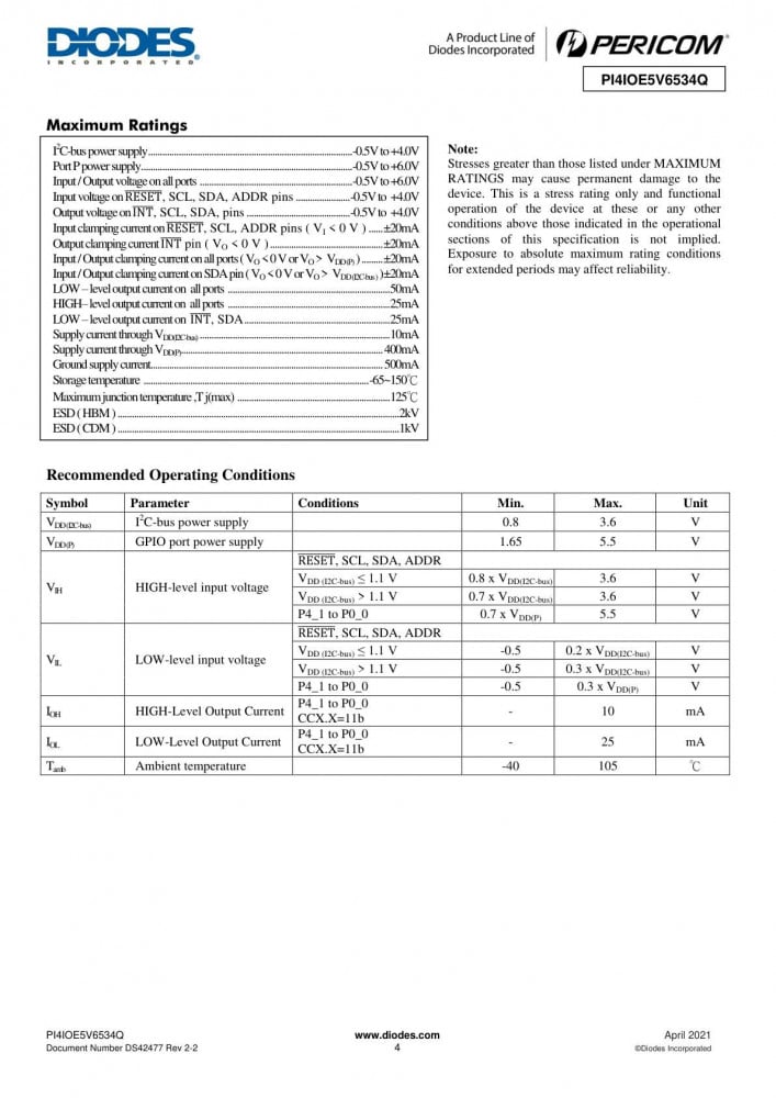 PI4IOE5V6534Q2ZLWEX datasheet page 4