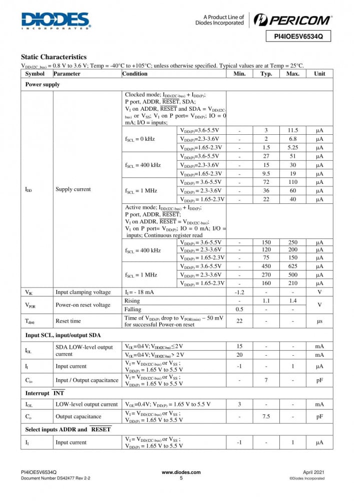 PI4IOE5V6534Q2ZLWEX datasheet page 5