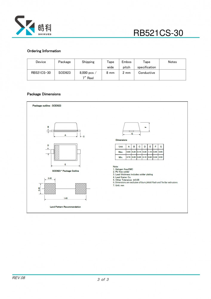 RB521CS-30 datasheet page 3