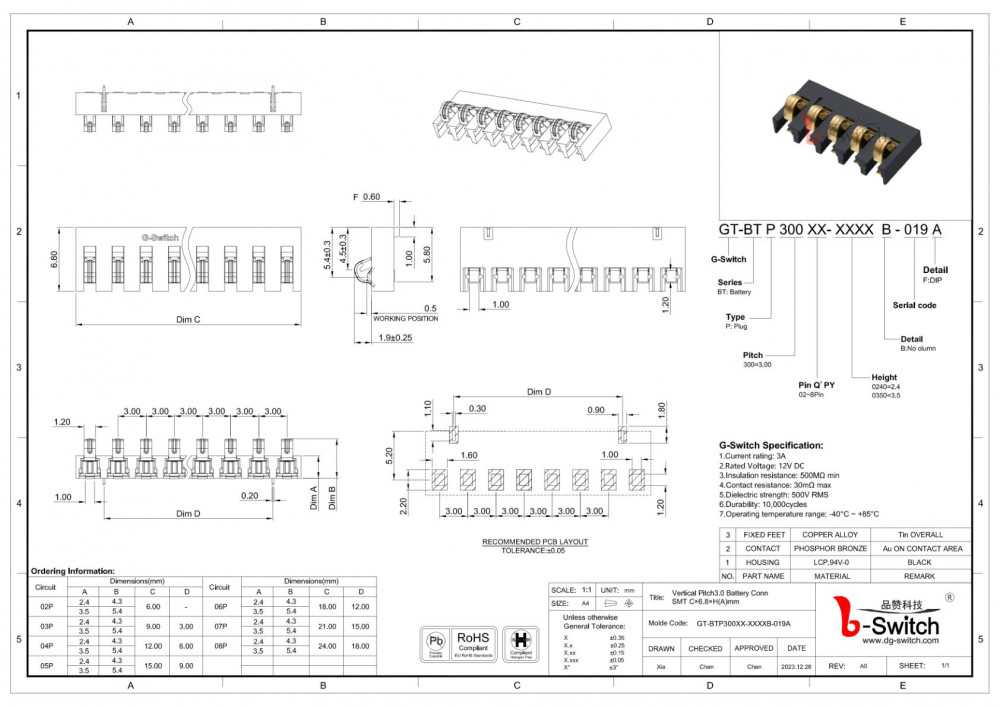 GT-BTP30007-0350B-019A dimensional document page