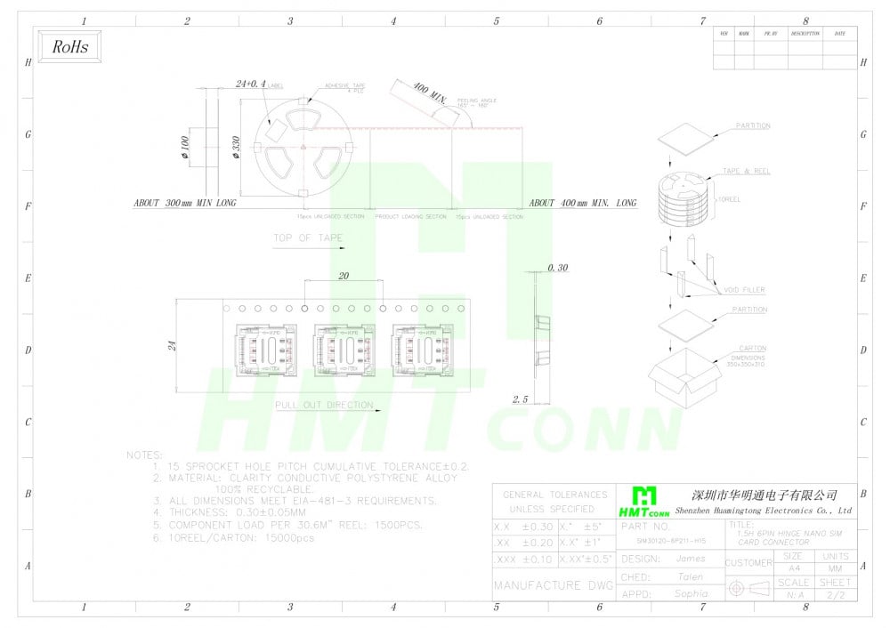 HMTCONN SIM30120-6P211-H15 technical drawing page 2