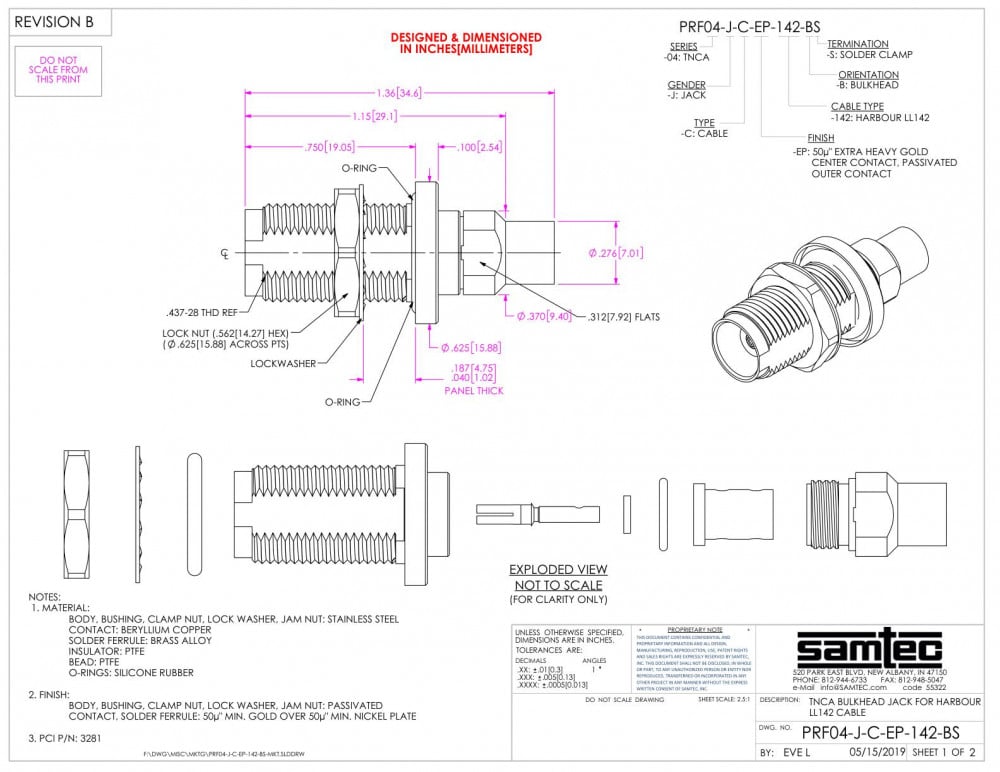 Samtec PRF04-J-C-EP-142-BS drawing page 1