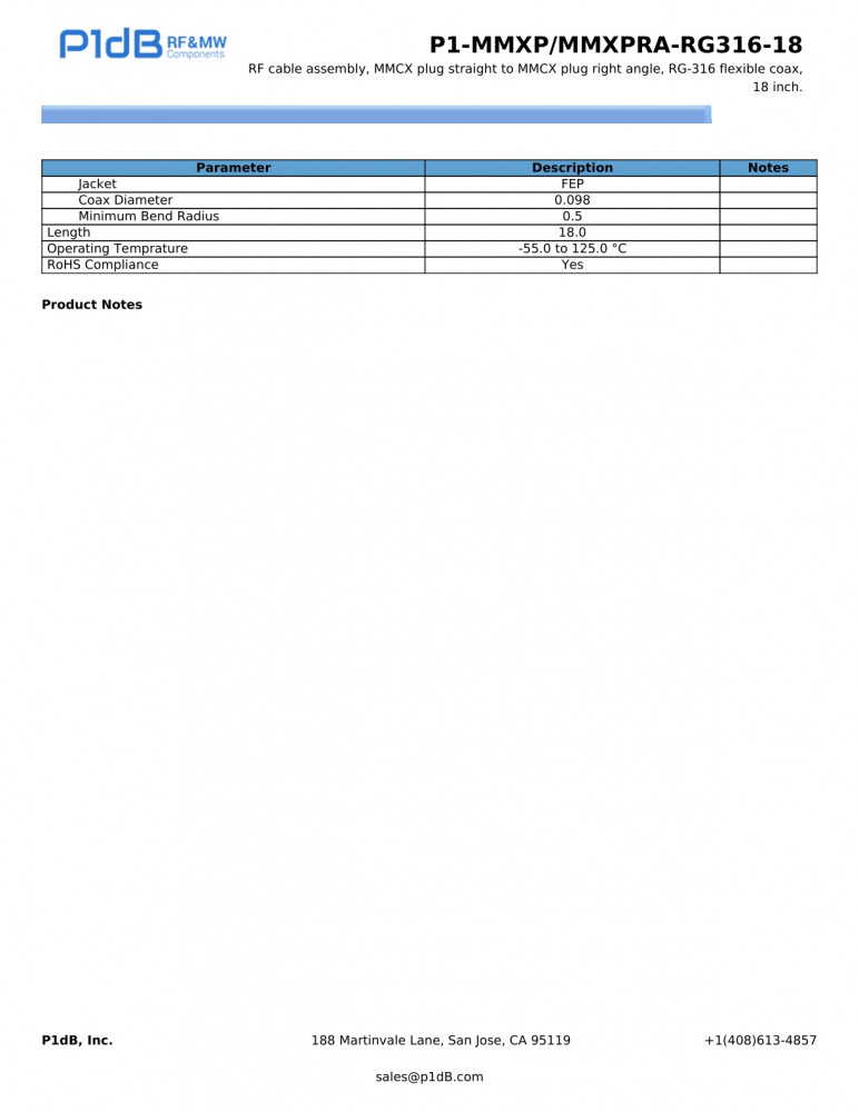 P1-MMXP/MMXPRA-RG316-18 technical document image, page 2