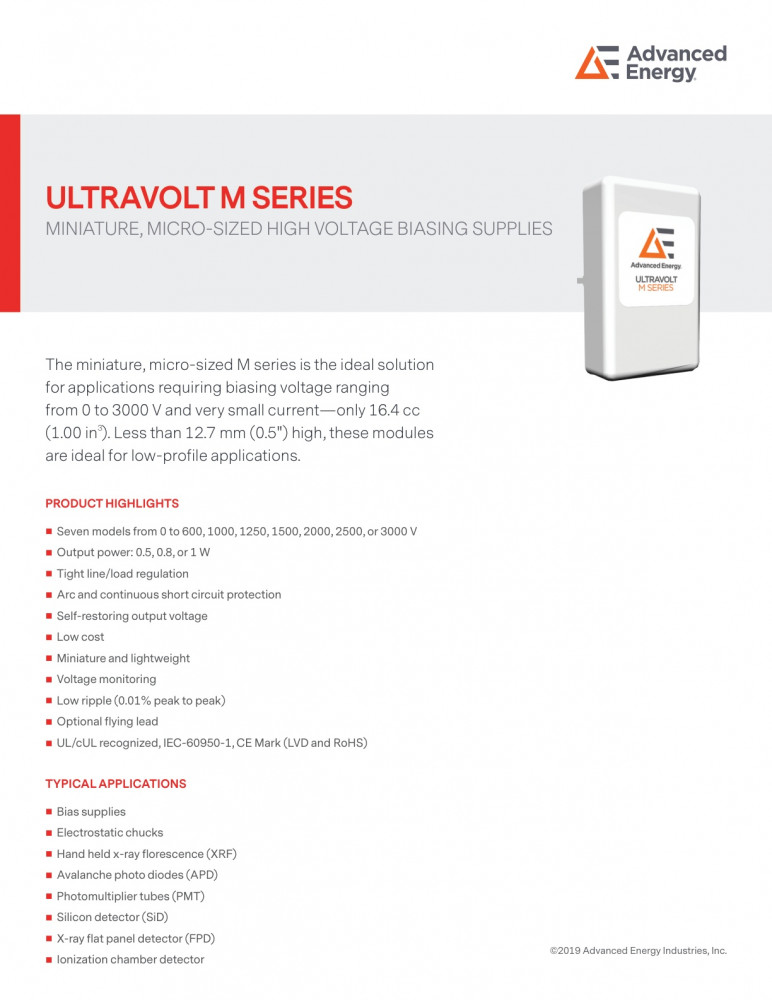Advanced Energy UltraVolt M Series datasheet page 1