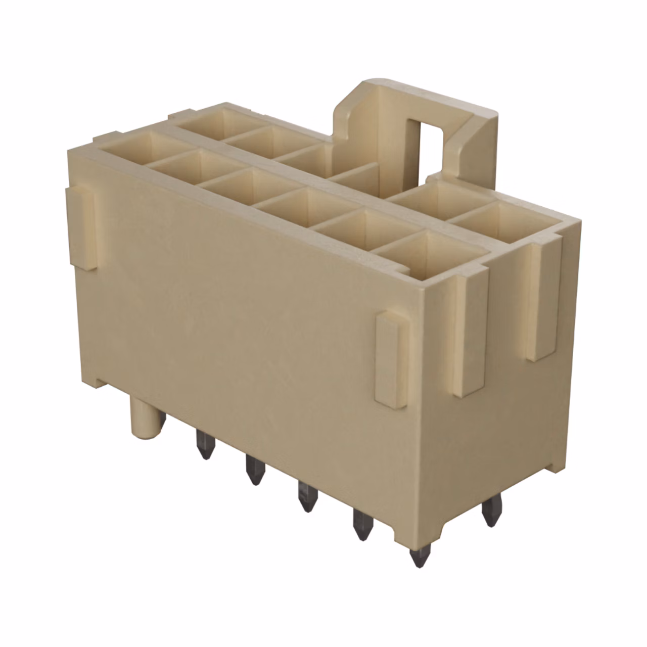 Ultra-Fit Vertical Header, 3.50mm Pitch, Dual Row, 12 Circuits, with Kinked Pins, 0.38µm Gold (Au) Plating, Natural, Glow-Wire Capable, Tray for sale