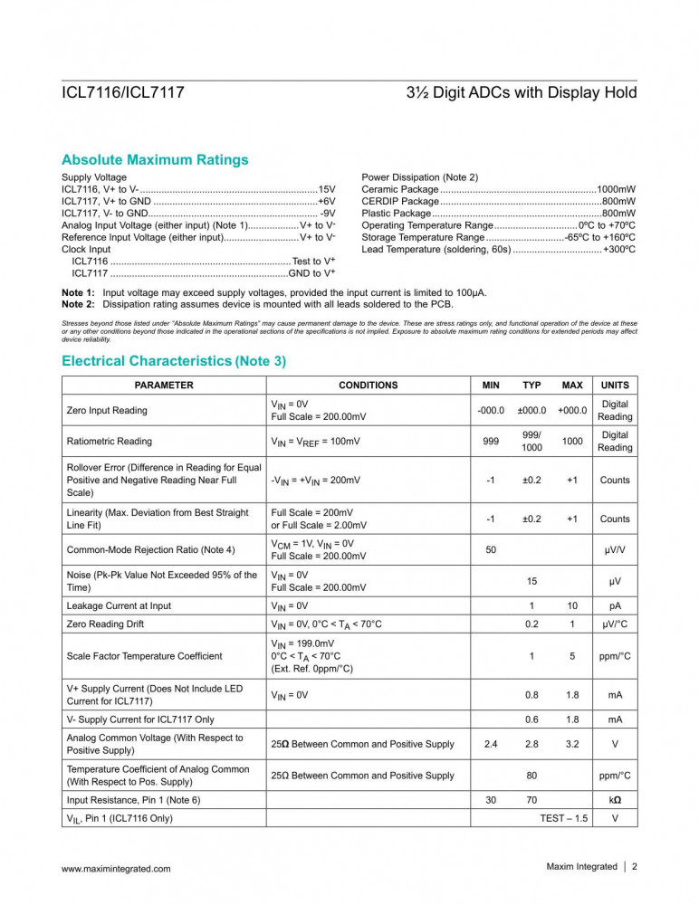 ICL7117 datasheet page 2