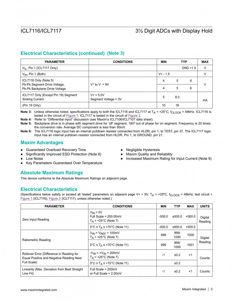 ICL7117 datasheet page 3
