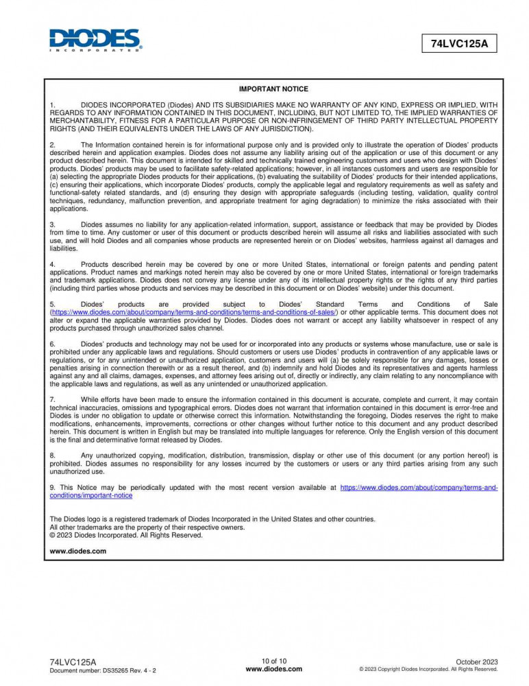 74LVC125AS14-13 datasheet page 10