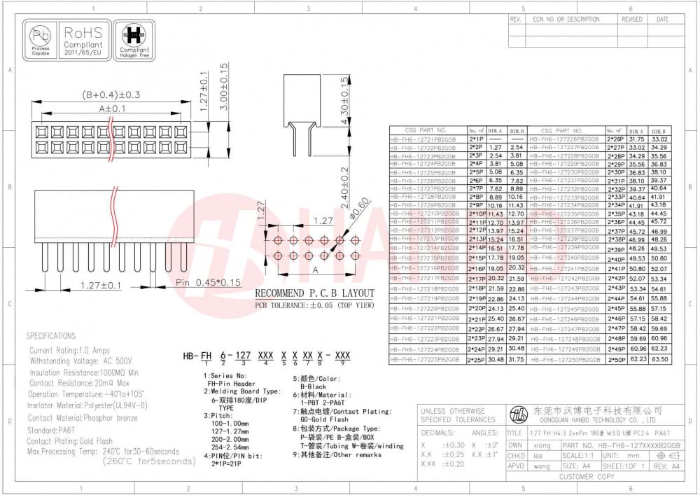 Hanbo Electronic HB-FH6-12723PB2GOT technical drawing