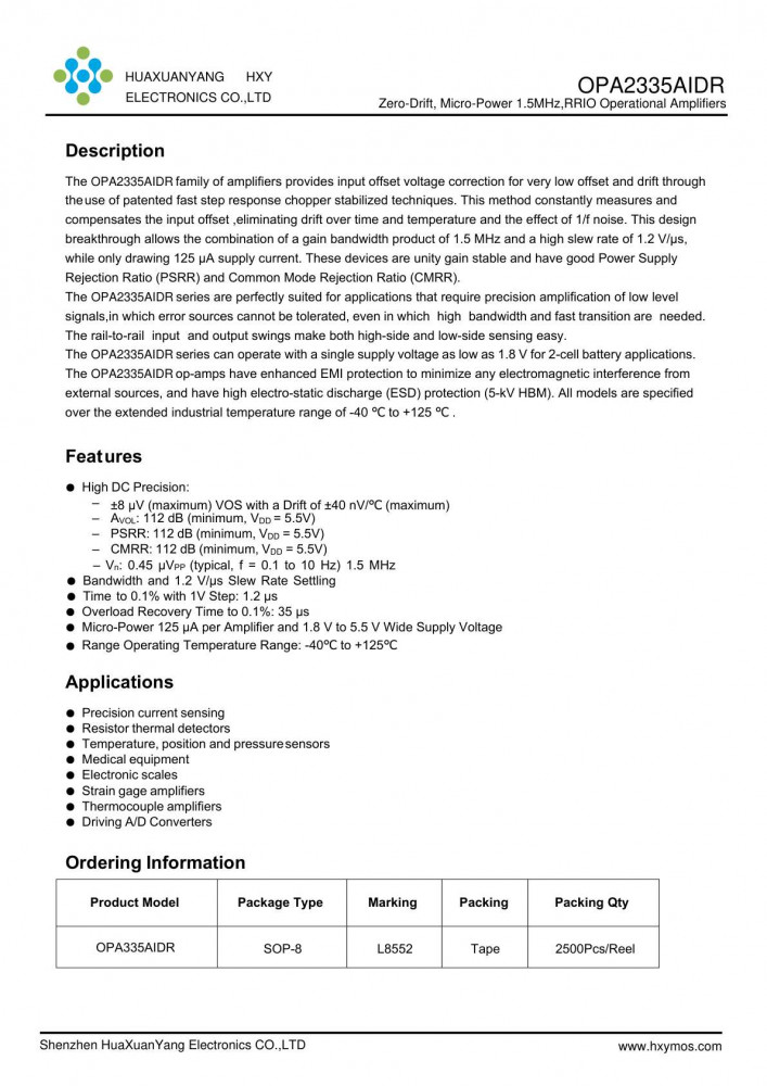 OPA2335AIDR datasheet page 1