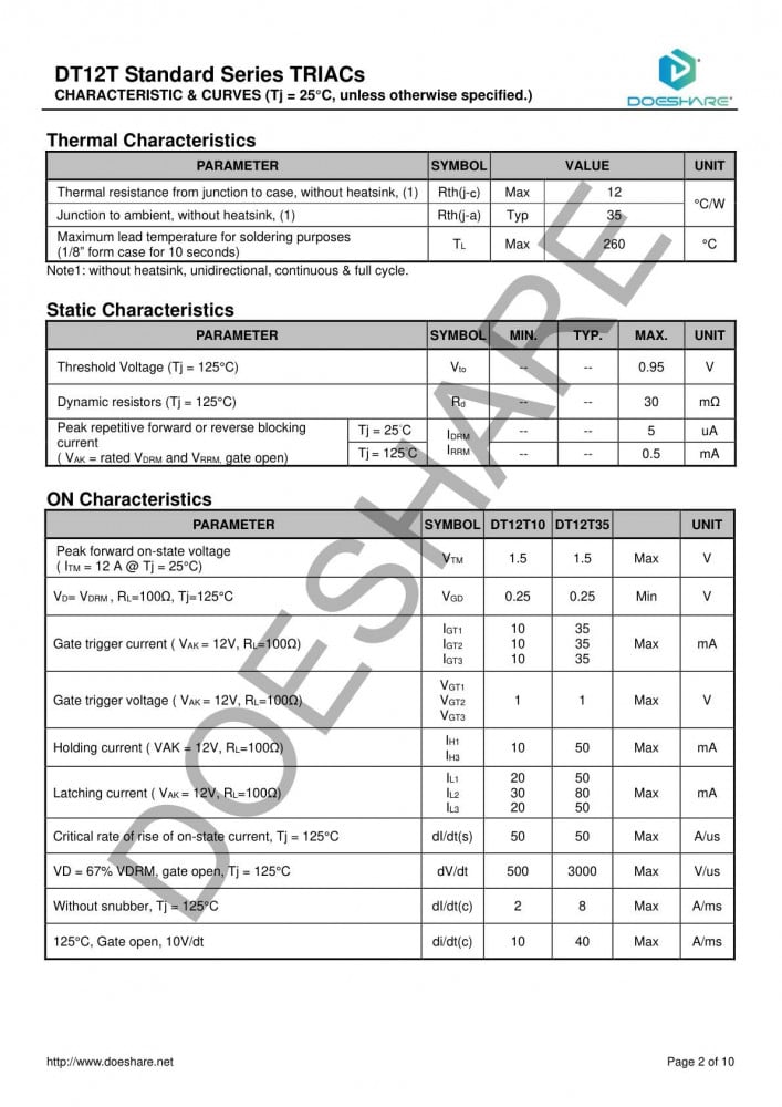DT12T10T-B datasheet page 2