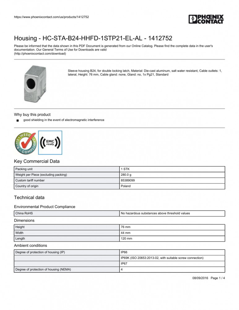 Phoenix Contact 1412752 catalog page 1