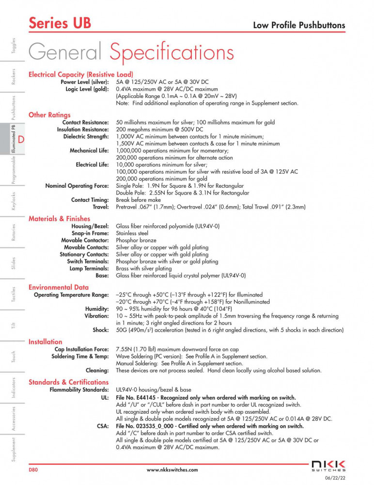 NKK UB series technical document page 1