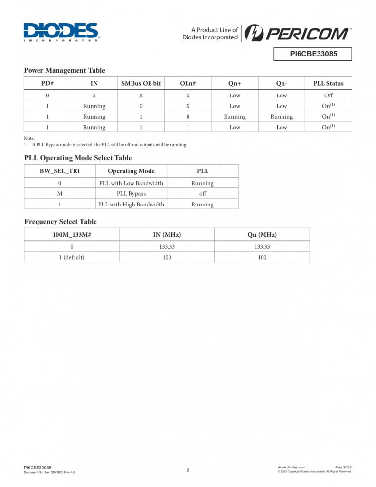 PI6CBE33085 datasheet page 5