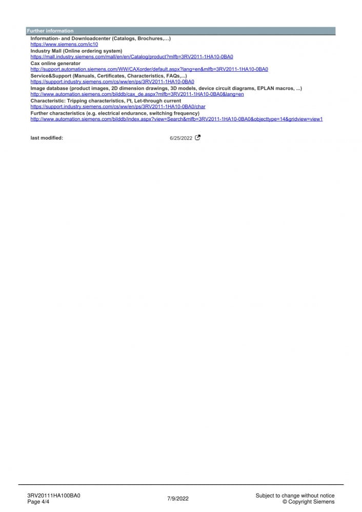 SIEMENS 3RV20111HA100BA0 datasheet page 4