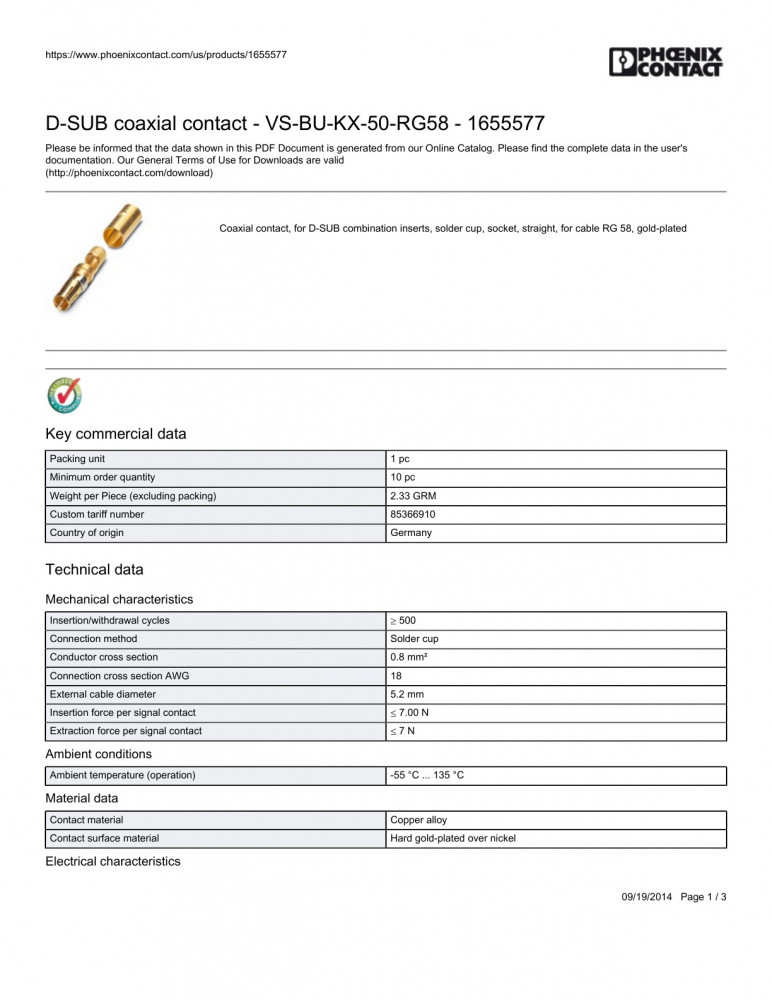 Phoenix Contact 1655577 product document page 1