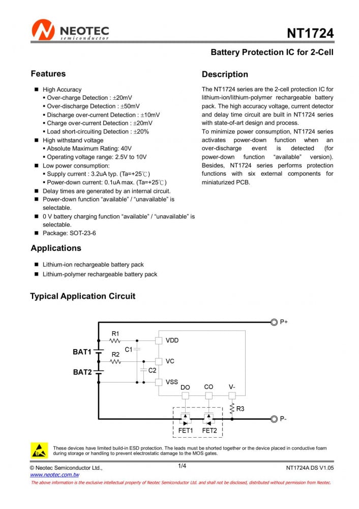 NT1724A-HHAA6 datasheet page 1