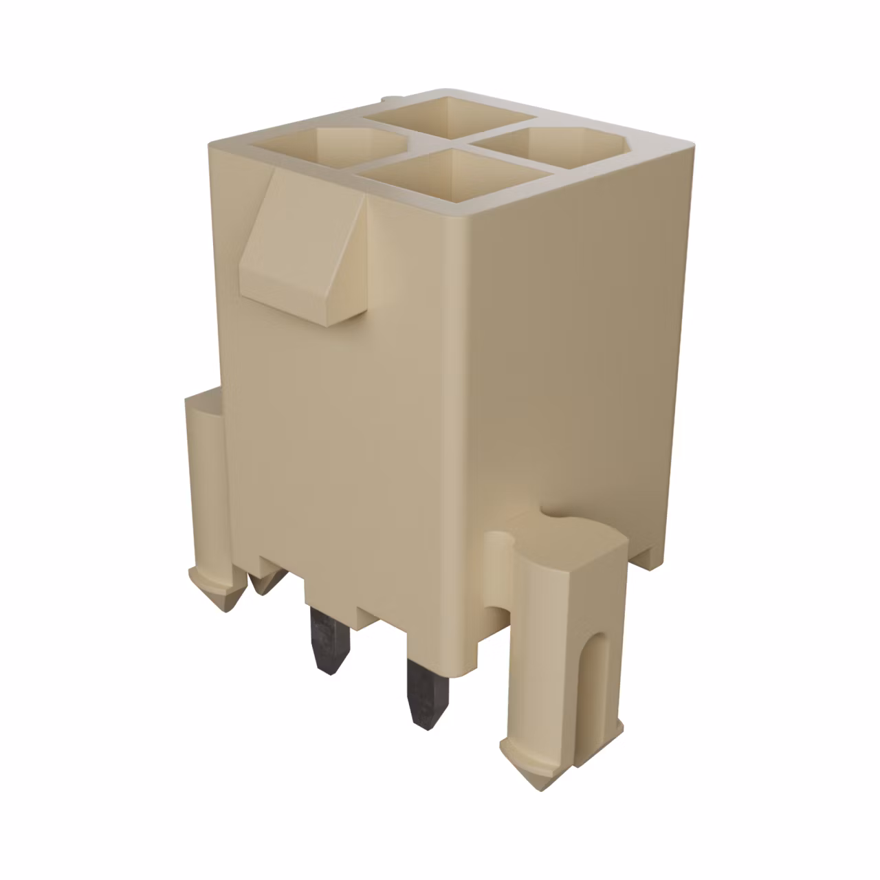 Mini-Fit HCS Header, 4.20mm Pitch, Dual Row, Vertical, with Snap-in Plastic Peg PCB Lock, 4 Circuits, Nylon 6/6 94V-0, Matte Tin (Sn) Plating, without Drain Holes for sale