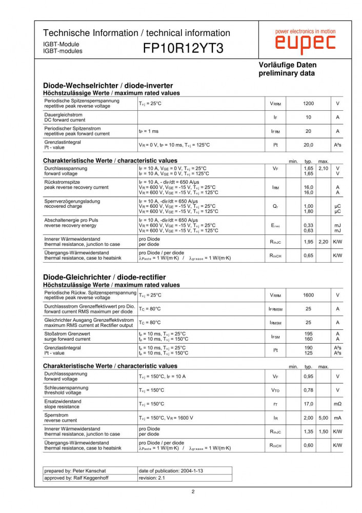 FP10R12YT3 technical document page 2