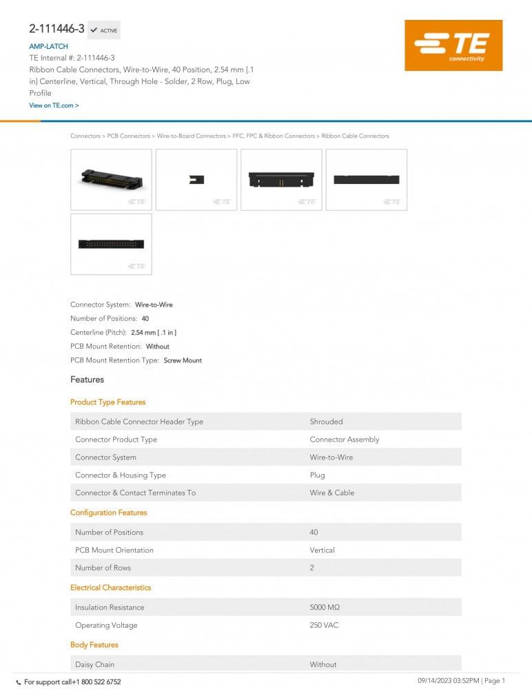 TE Connectivity 2-111446-3 document page 1