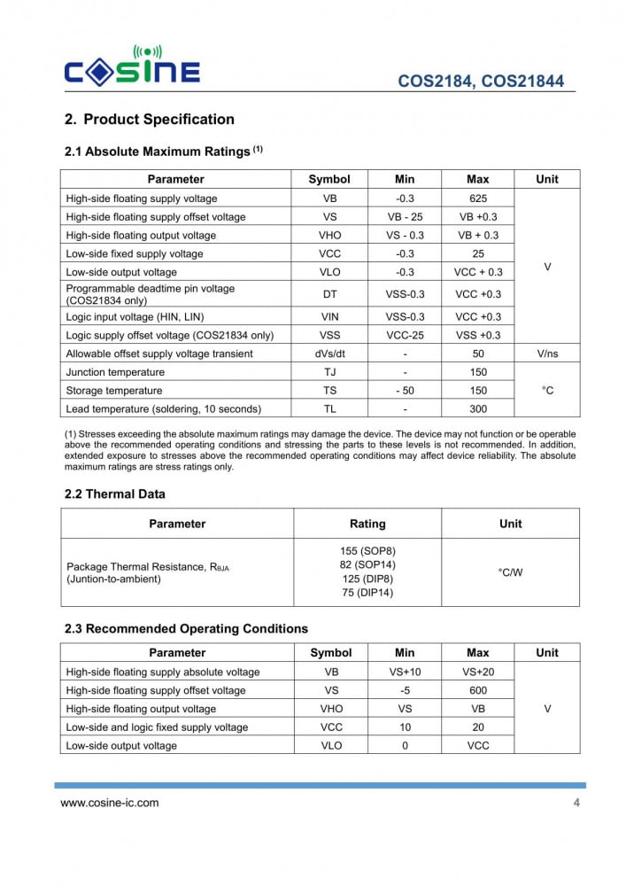 COS21844S datasheet page 4