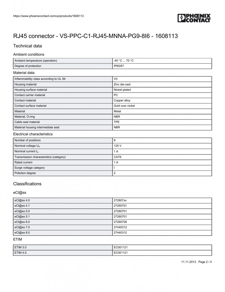 Phoenix Contact 1608113 technical document page 2