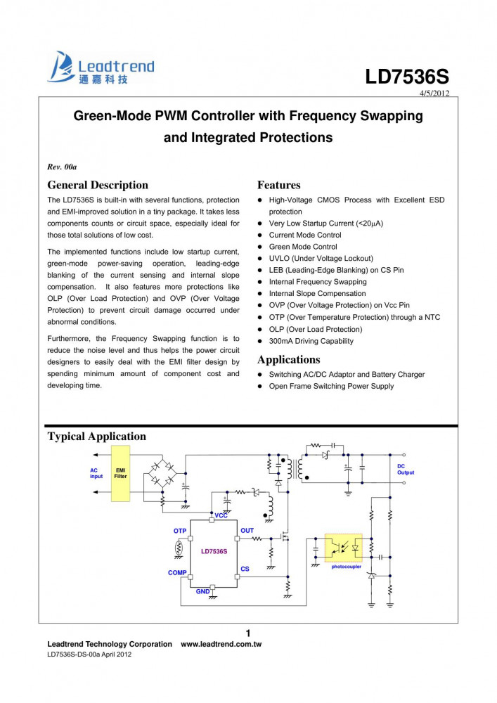 LD7536S datasheet page 1