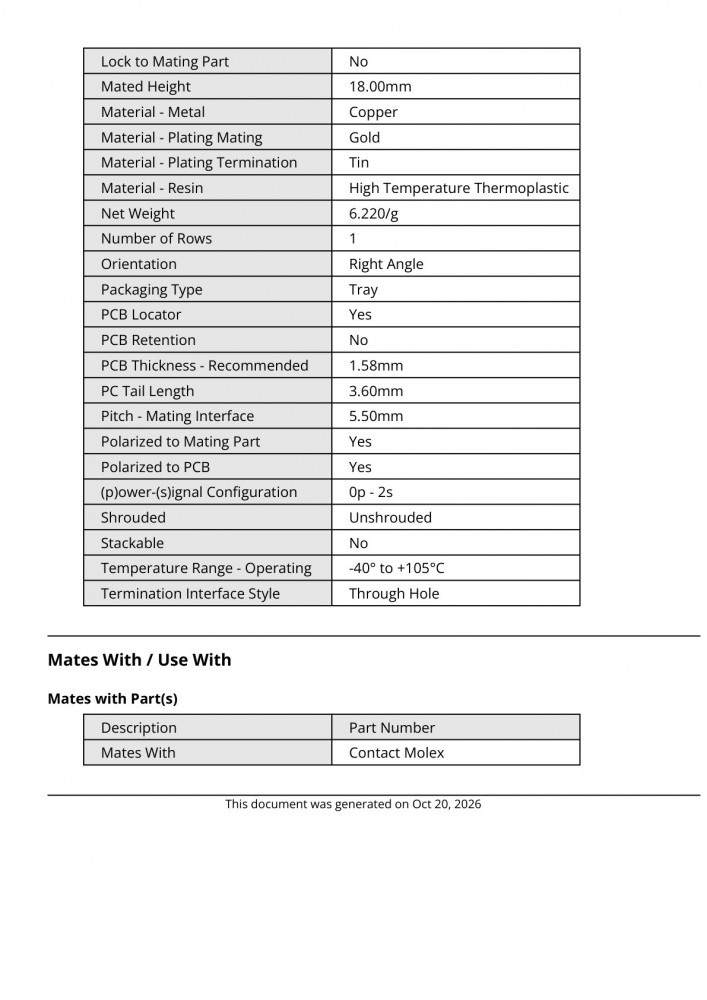 MOLEX 464379102 technical document preview, page 3