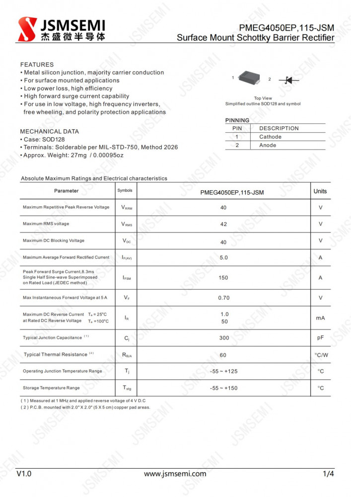 PMEG4050EP,115-JSM datasheet page 1