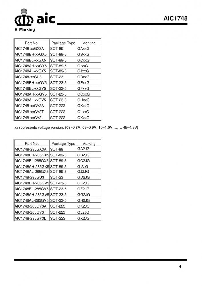 AIC1748 datasheet page 4