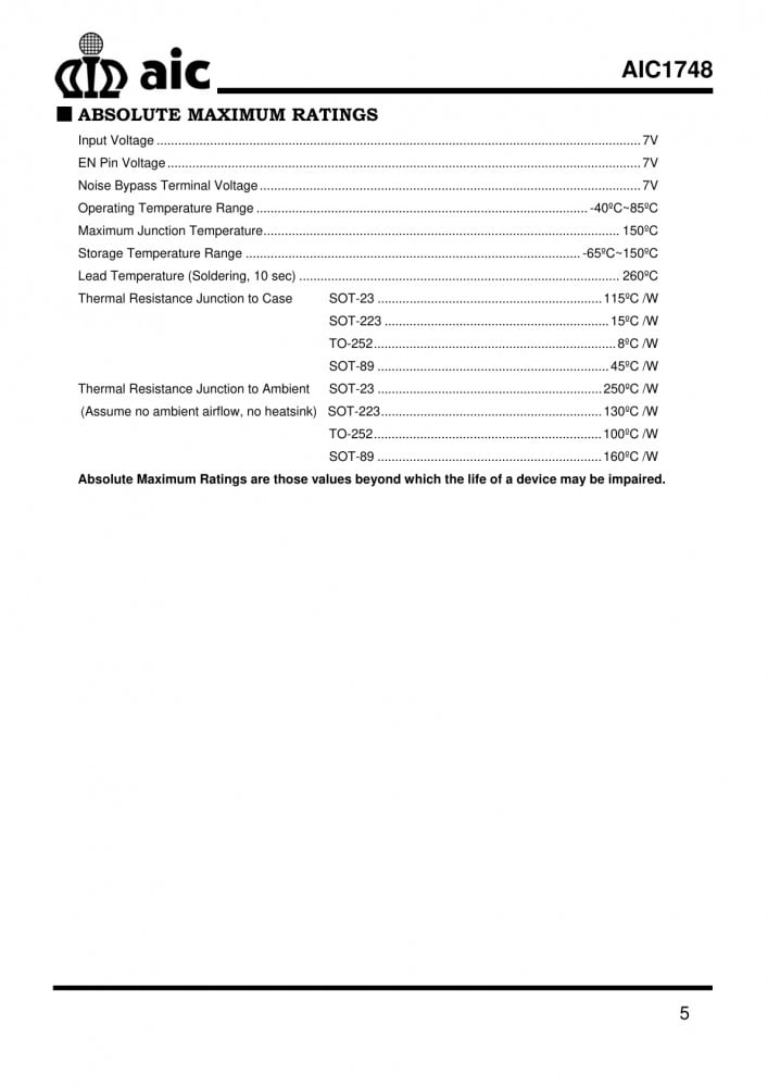 AIC1748 datasheet page 5